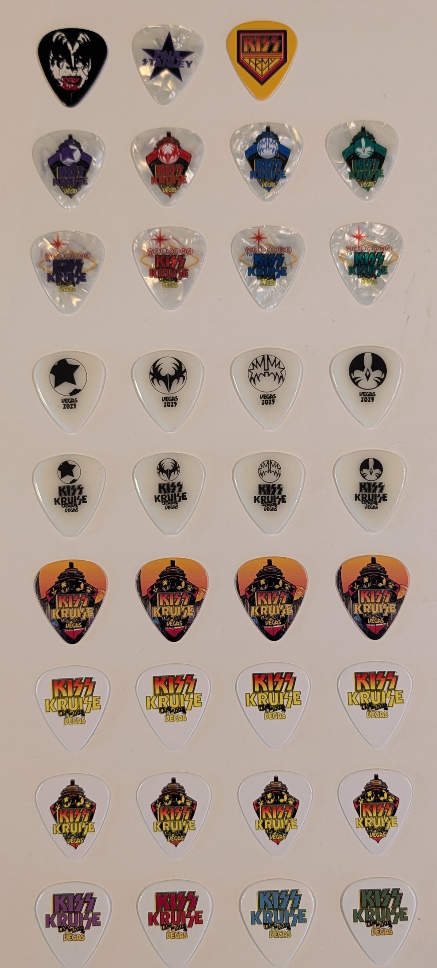 KISS Kruise: Land-Locked In Vegas Pick Complete Set Of 35 Guitar Picks ...